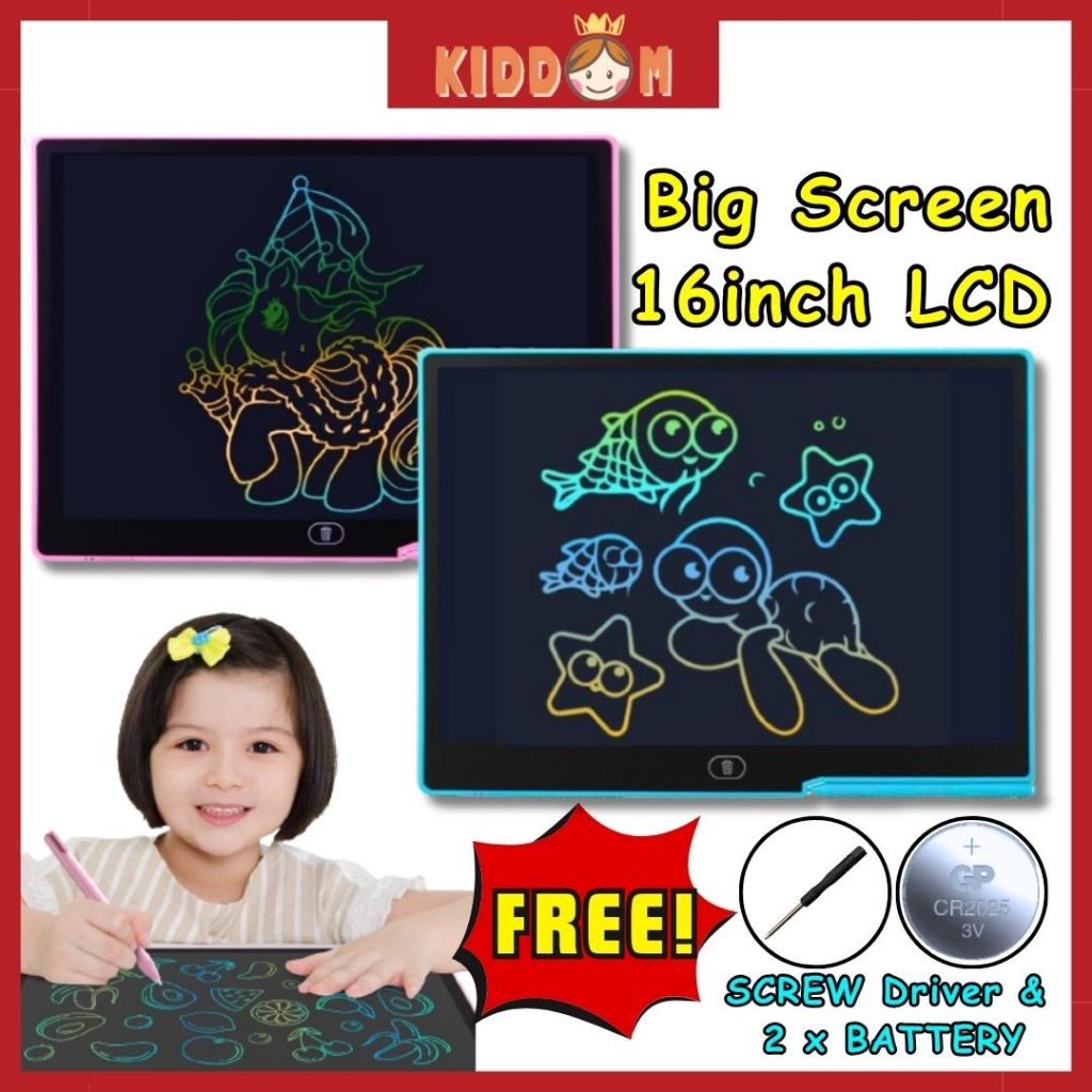 16' Lcd writing tablet kids tablet graphic drawing tablet papan tulis ...