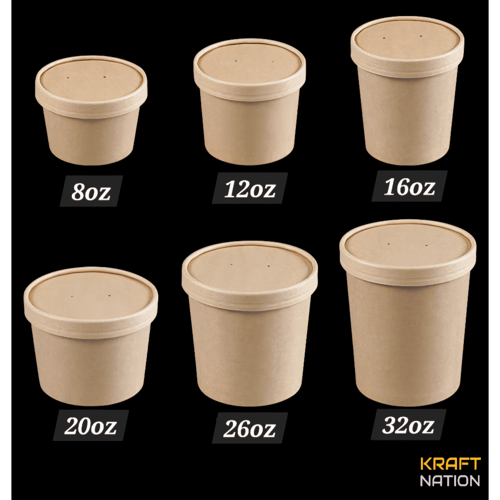 [Premium] Kraft Brown Paper Tub Paper Bowl /Porridge/Soup/Brownie ...