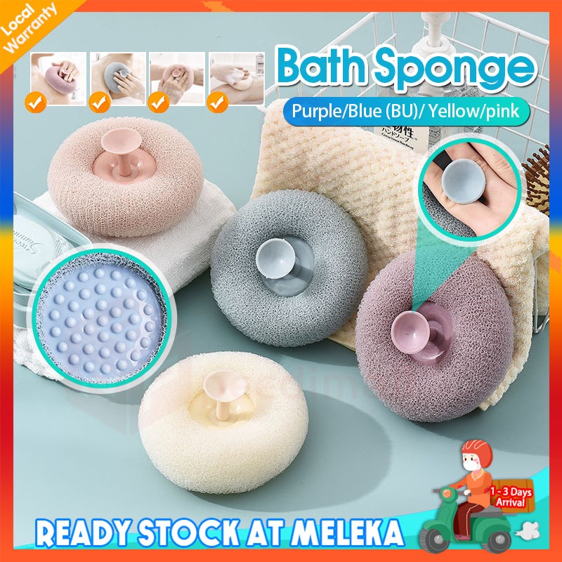 Shower Sponge Ball with Suction Cup Bath Loofahs Mesh Pouf Body Foam ...