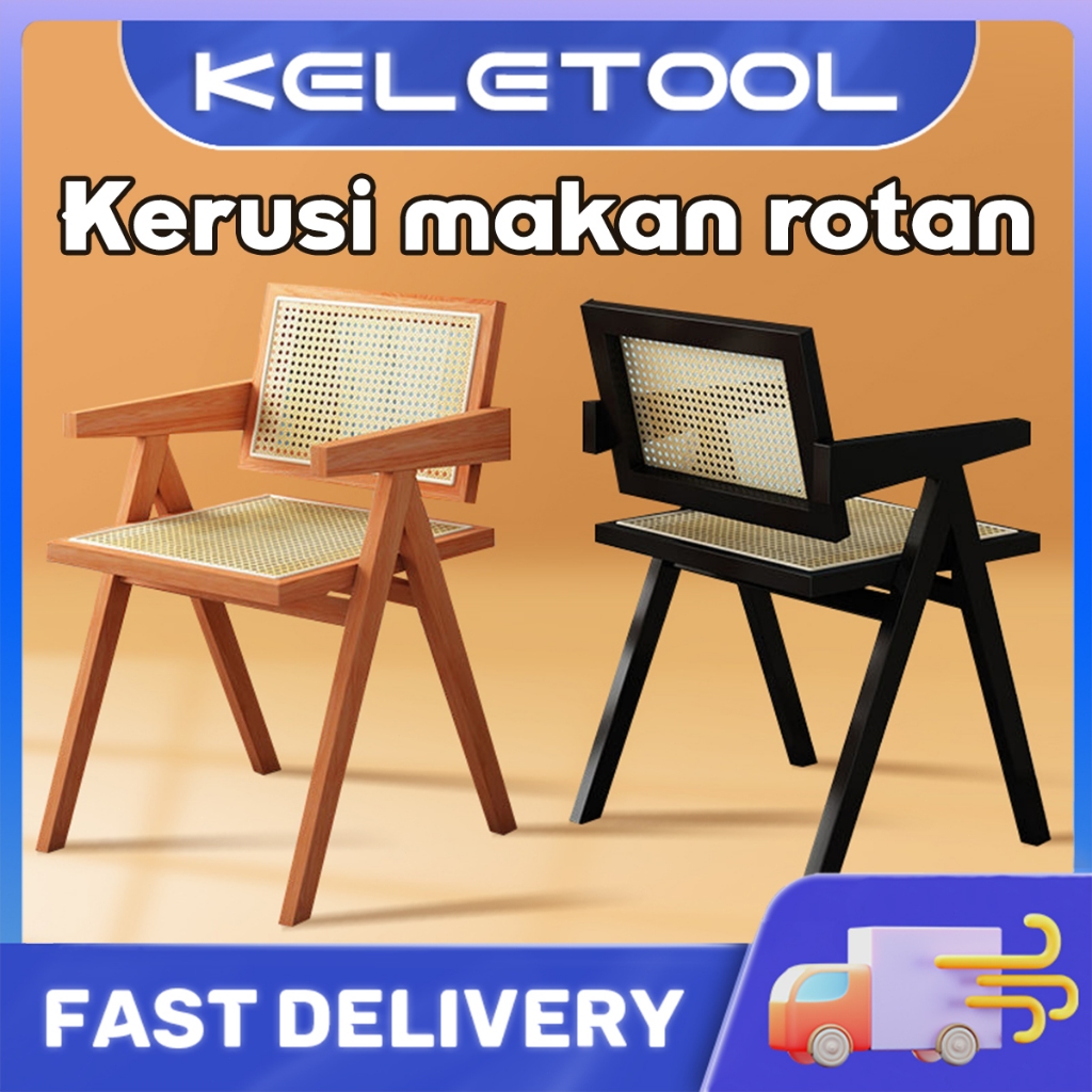 Rattan Chair Dining Chair Ratten Timber Armchair With Backrest Kerusi ...