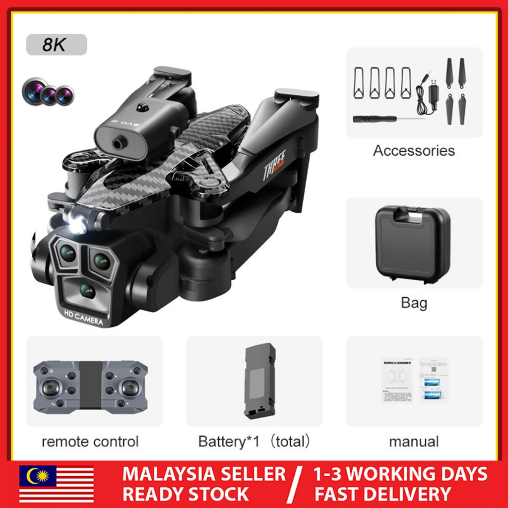 K10 MAX Drone Carbon Fibre 8K HD Three Camera Professional Obstacle ...