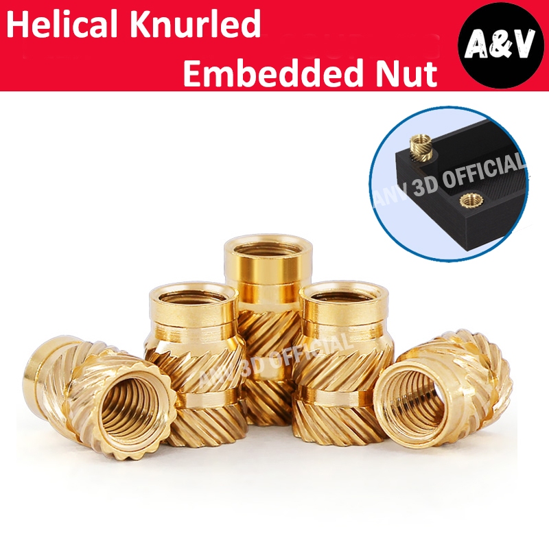[M2 M3 M4 M5 M6] Helical Knurled Embedded Nut / Heat Threaded Inserts ...