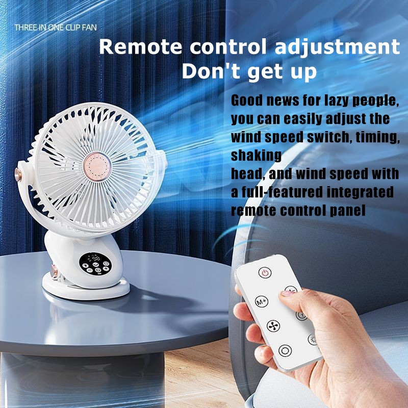 Strong Wind Circulation Fan Lamp USB Rechargeable Table Desktop Night ...