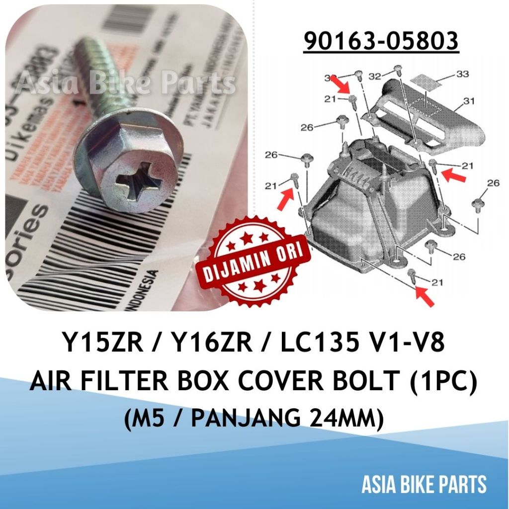 Yamaha Original Y15ZR / Y16ZR / LC135 V1-V8 Air Filter Box Cover Bolt ...