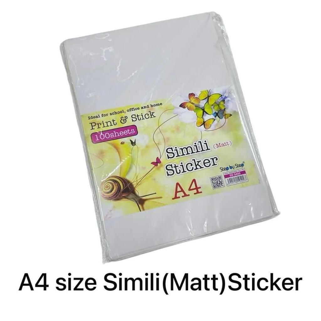 Simili (Matt) White Sticker Print & Stick - A4 Size / 10 Sheets / 100 ...