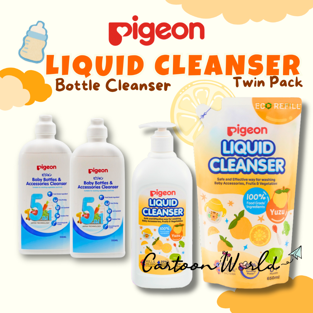 Original PIGEON Liquid Cleanser Yuzu Flavour Pack (700ml Pump + 650ml ...