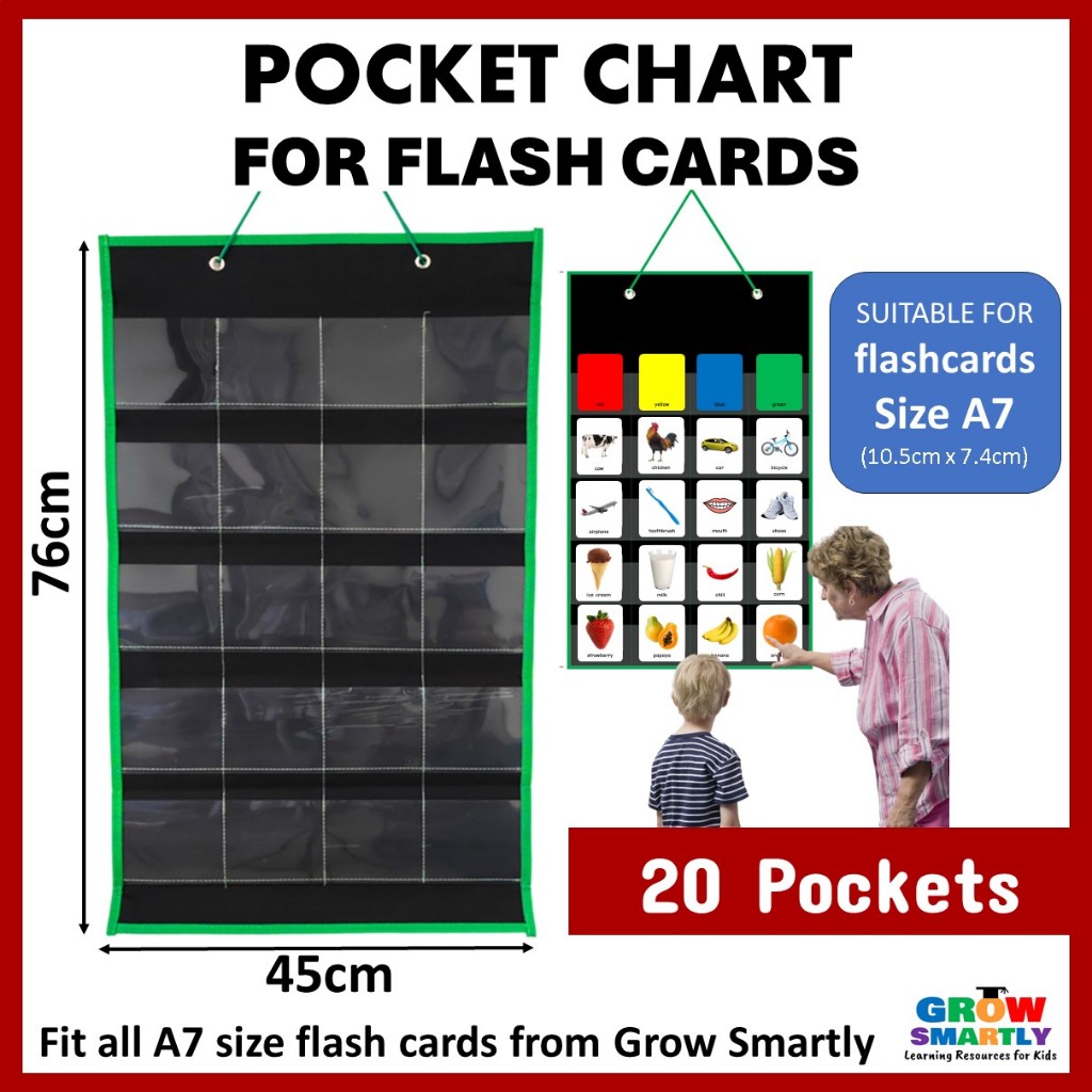 Flash Card Holder Pocket Chart Holder for Flash Card Storage Classroom ...