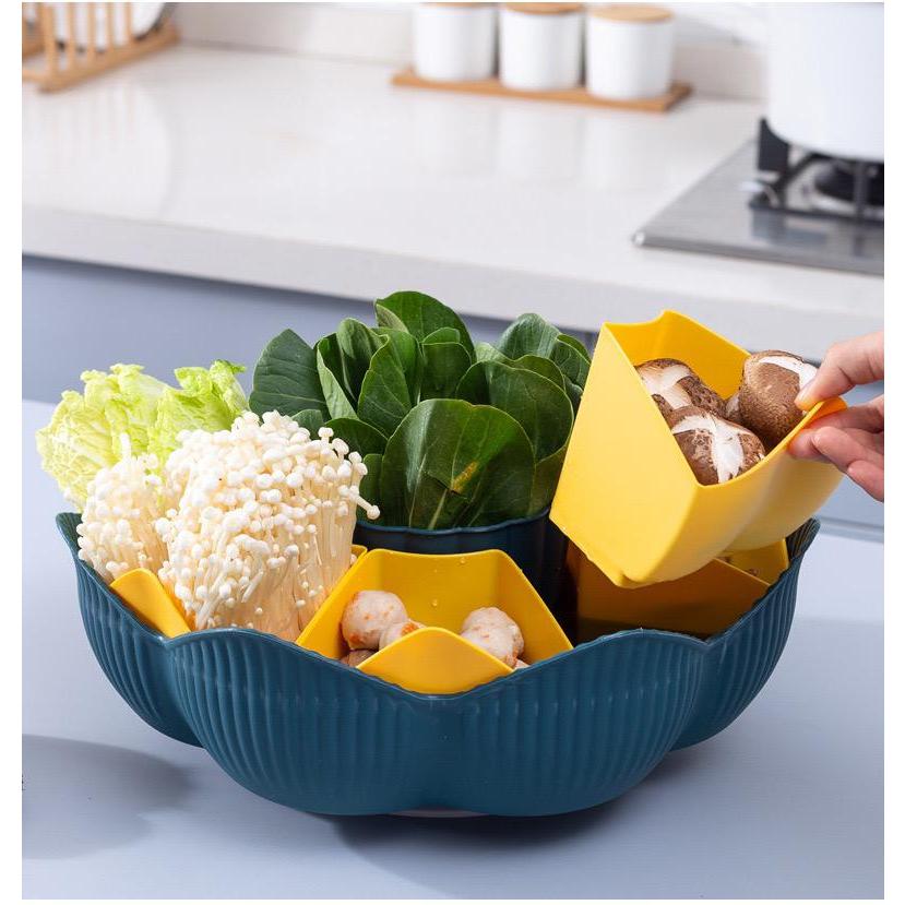 READY STOCK 360° Rotatable steamboat hotpot storage container tray ...