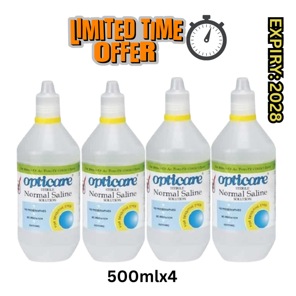 Opticare Normal Saline (Sterile) Solution 500mlx3+120ml / 500ml | Shopee Malaysia