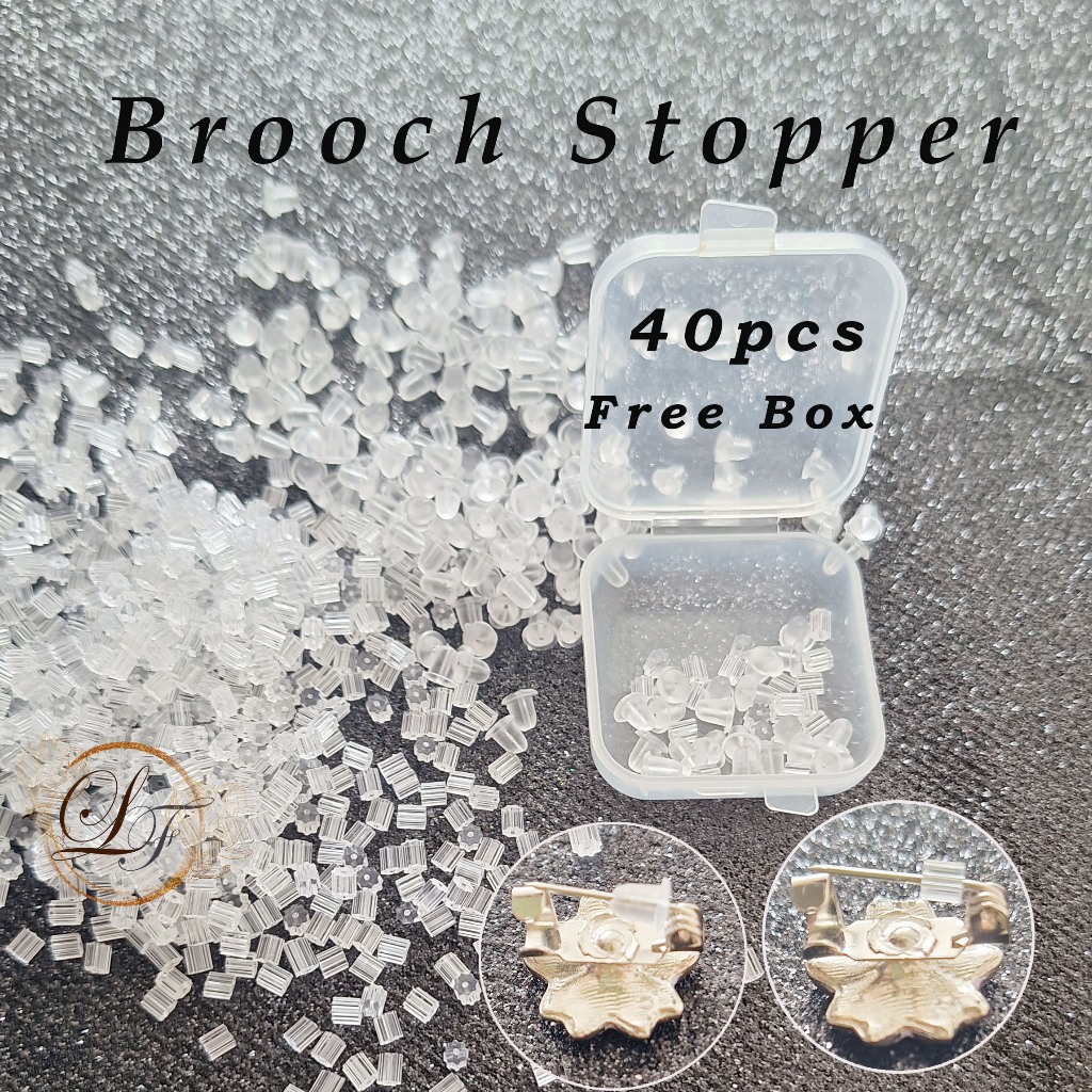 Brooch Stopper 40pcs FREE BOX Brooch Stopper Silicone Rubber Anti-Rosak ...