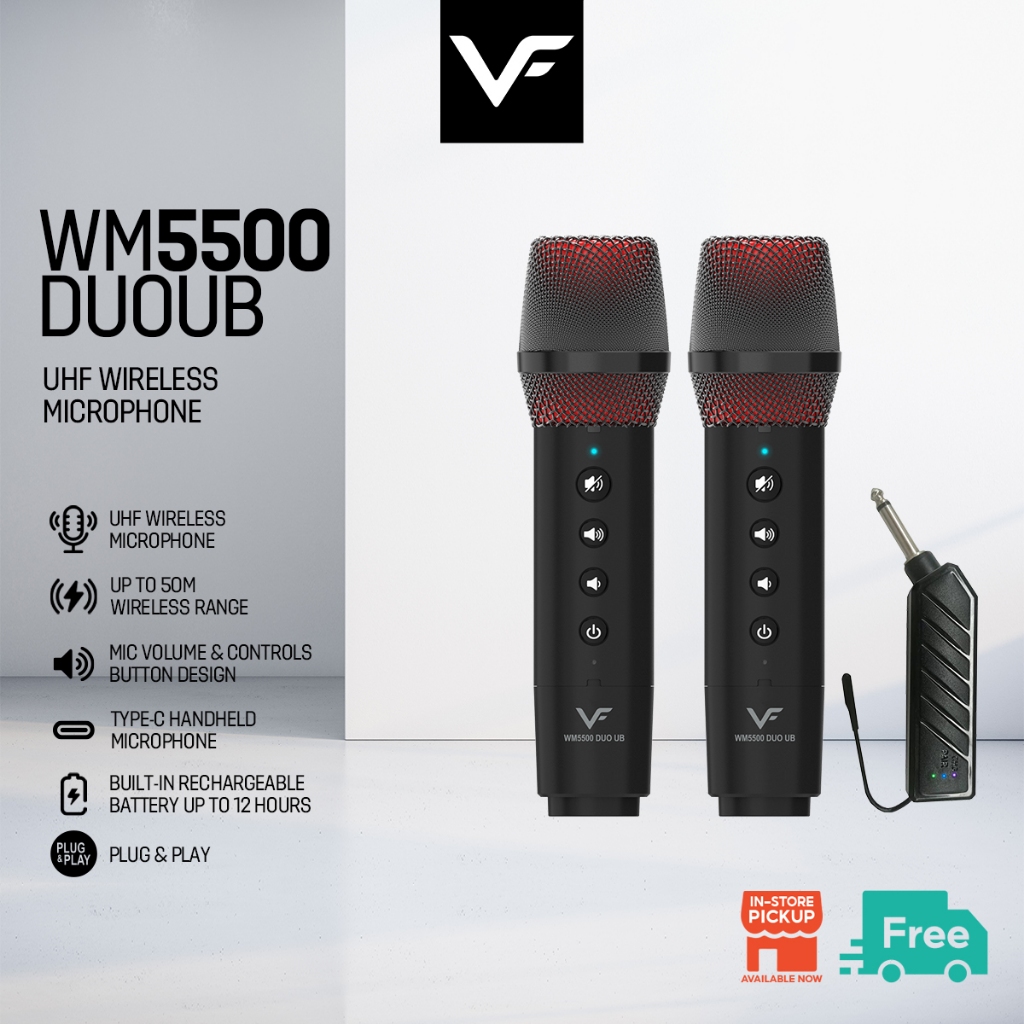 Vinnfier VF WM5500DUOUB Wireless Microphone Handheld Microphone UHF ...