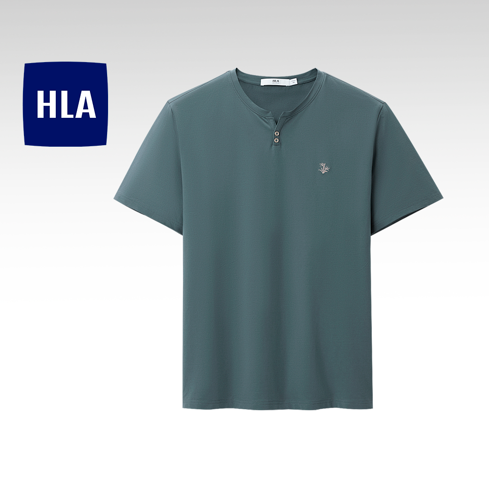 HLA Breathable Cool Feeling Y-Neck Short Sleeve T-Shirt Men ...