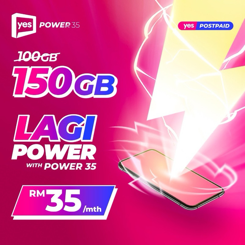 POSTPAID RM35 SIM FT5G/MONTH ( POWER 35 ) FUP 150GB (5G & 4G) UNCAPPED ...