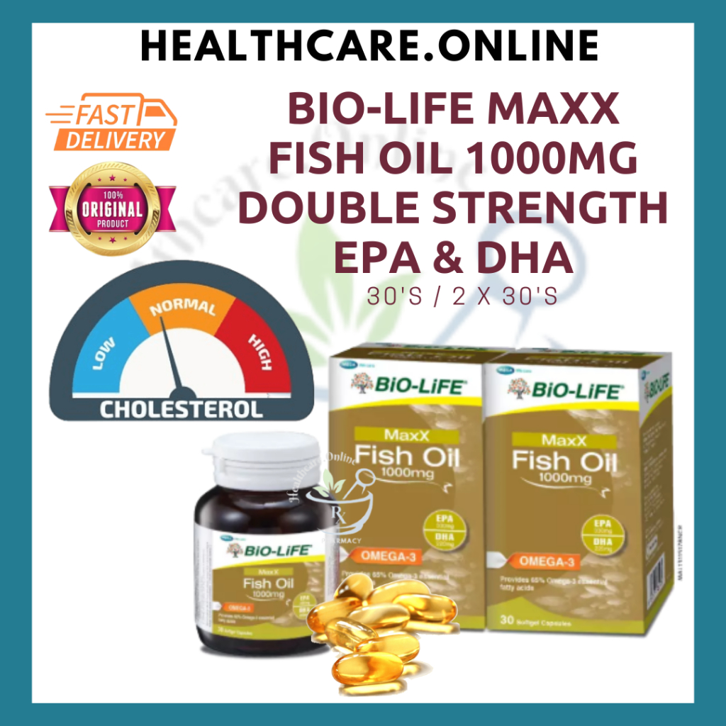 BIO-LIFE MAXX FISH OIL 1000MG DOUBLE STRENGTH EPA & DHA BOVINE SOFTGEL ...