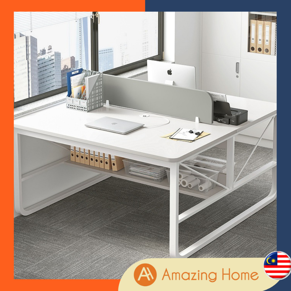 AmazingHome 2 Person Office Table Workstation Desk With Baffle ...
