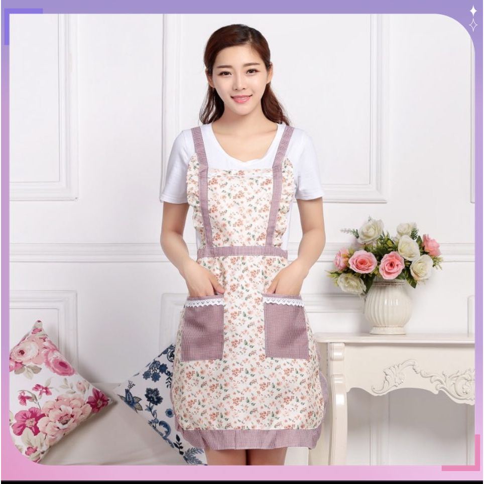 (C15) Women Kitchen Cooking Apron Waterproof Oil proof Pure Cotton ...