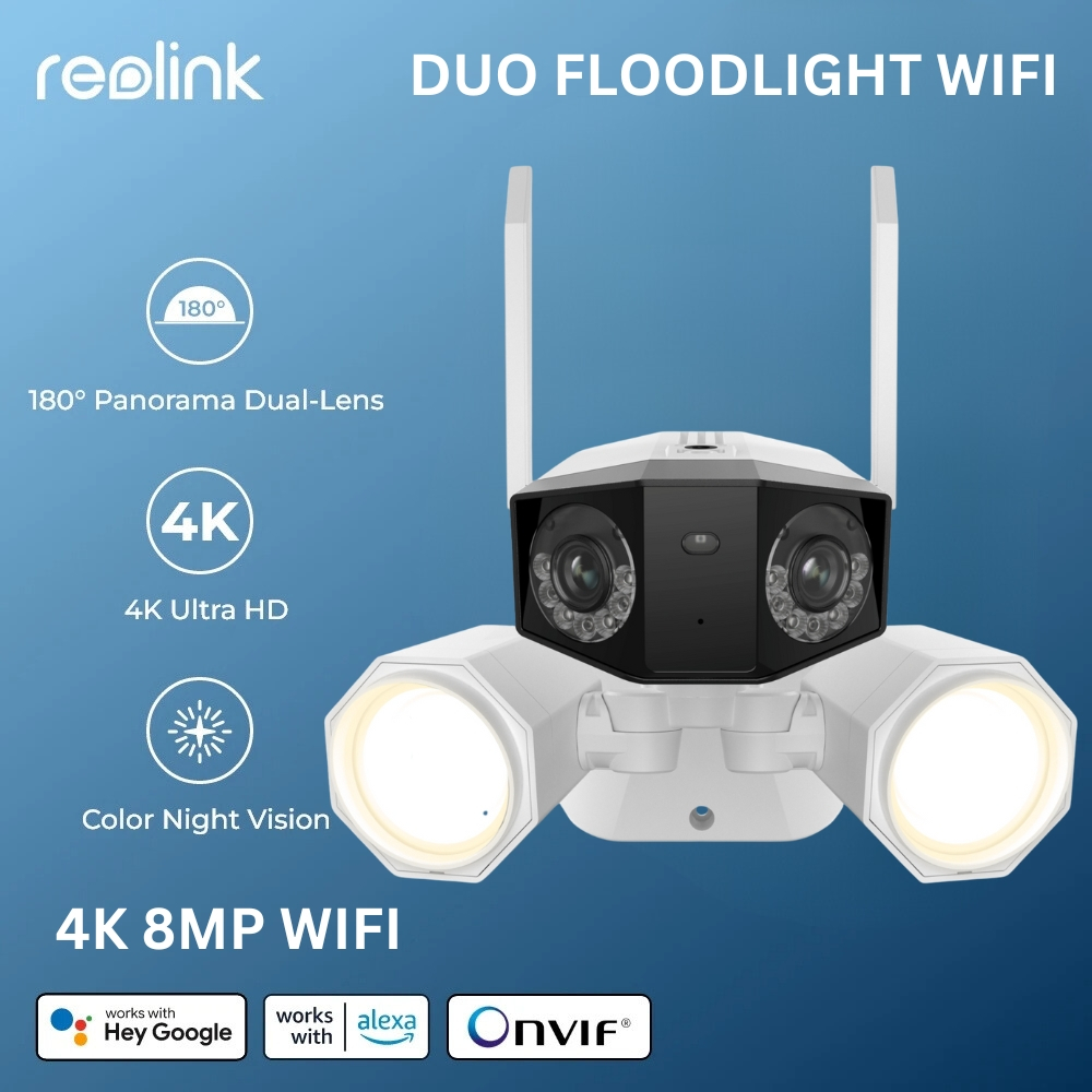Reolink Duo Floodlight WiFi Outdoor Security Camera 180° FOV Smart ...