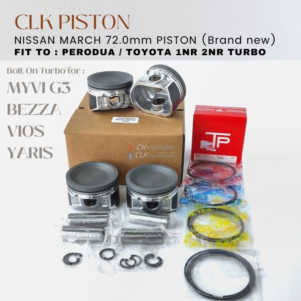 Brand New CLK Piston - Nissan March 72.5mm 73mm low comp fit 1.3L 1NR 1 ...