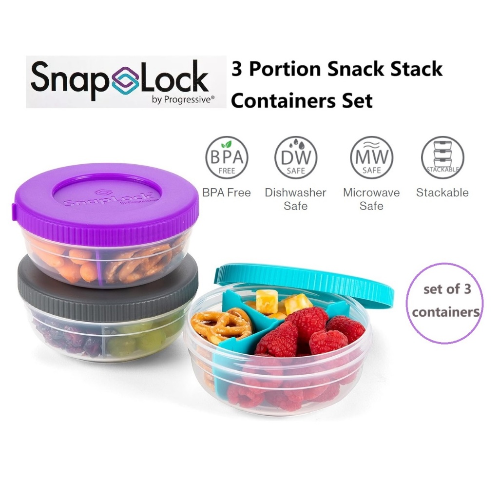 Snaplock by Progressive 3 Pcs 5 oz 148ml Food Container Leak Resistant ...