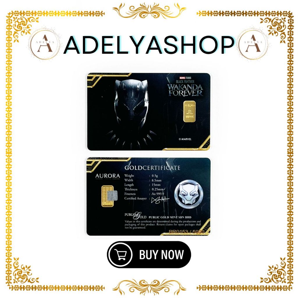 0.5g Gold Bar 999.9 Marvel Edition- Wakanda Forever (Black Panther ...