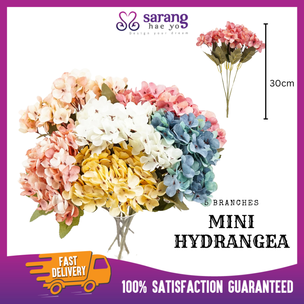 Mini Hydrangea Artificial Flower Pastel Color Bunga Hiasan Hantaran ...