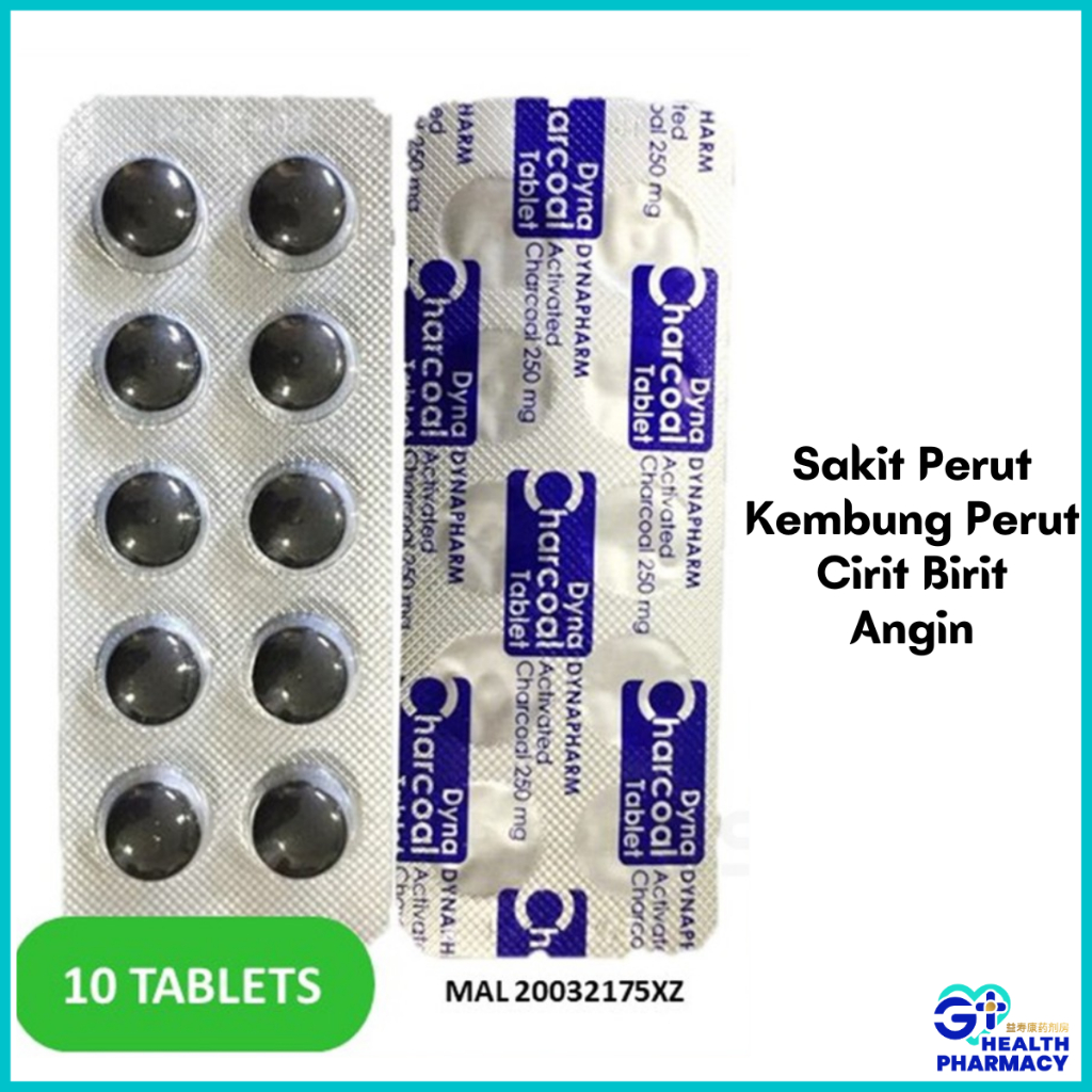 Dyna Charcoal Tablet 250mg 10 tablets EXP:10/2026 [ Activated Charcoal ...
