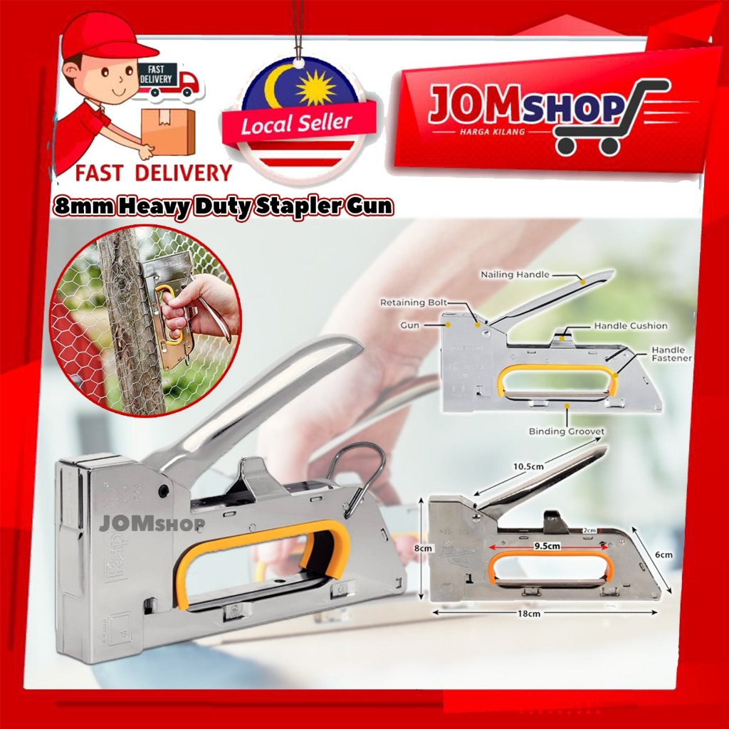 Heavy Duty Tacker Staple Gun 6/8mm Stapler ( Silver ) 23 订书机枪 Tacker ...