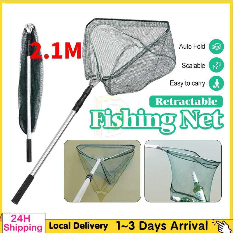 Foldable Fishing Net 2.1M Retractable Fishing Net Jala Jaring ikan ...