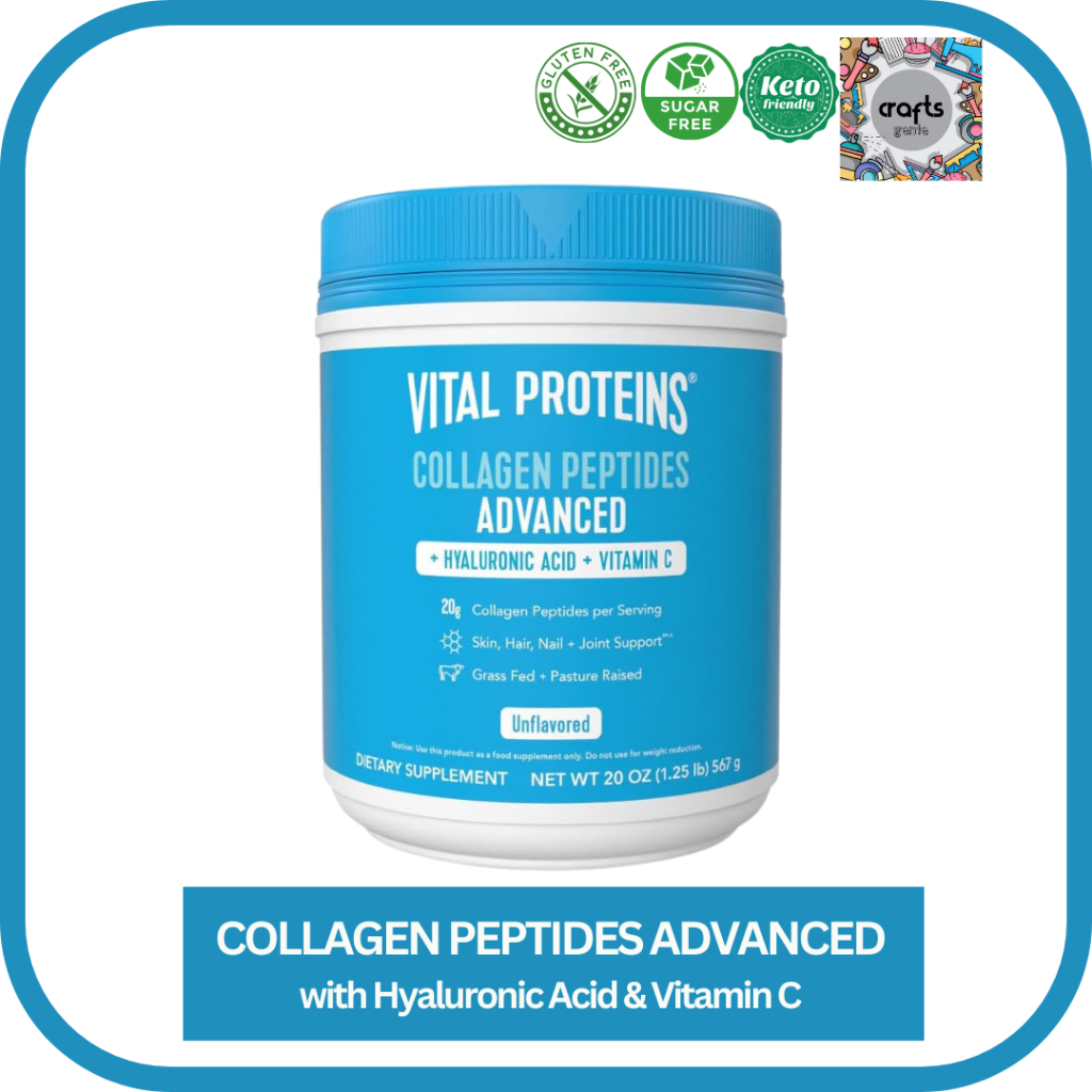 VITAL PROTEINS Collagen Peptides Unflavored Powder with Hyaluronic Acid & Vitamin C 20 Oz, 567g ...