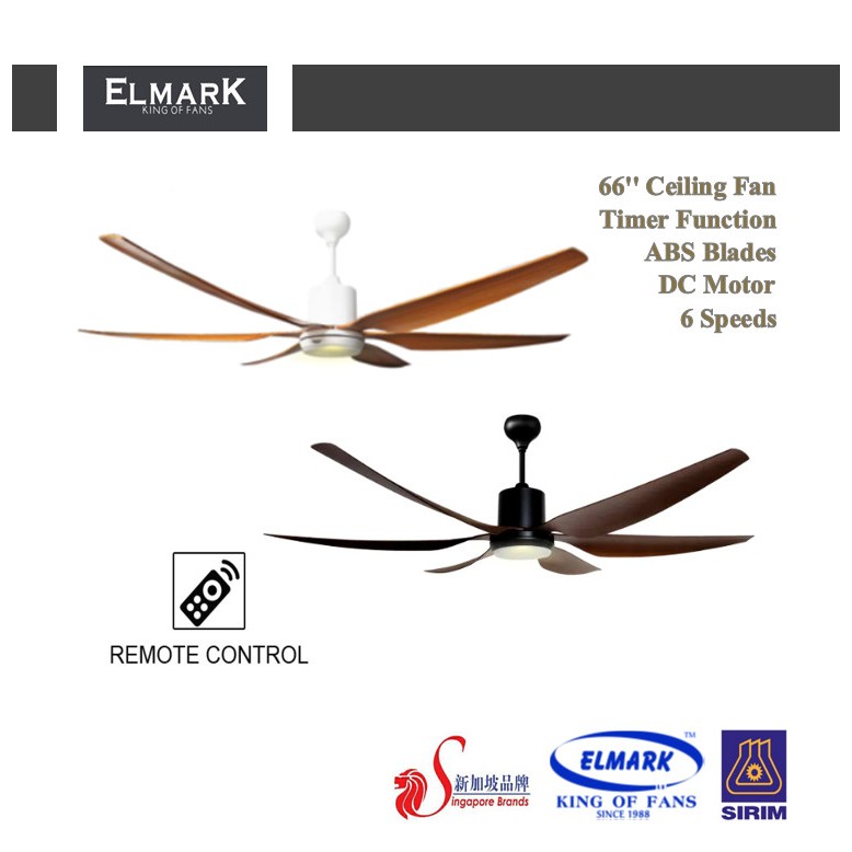 Elmark 666B 66" DC Motor 6 ABS Blades With 24W 3 Color LED Light ...