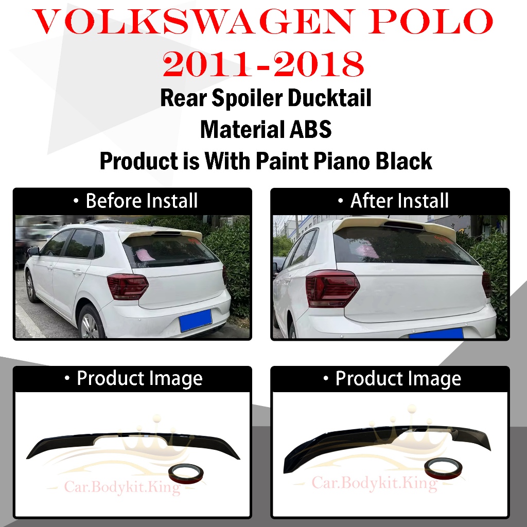 VOLKSWAGEN POLO 2011-2018 GTI STYLE REAR TRUNK SPOILER LIP ROOF WING ...