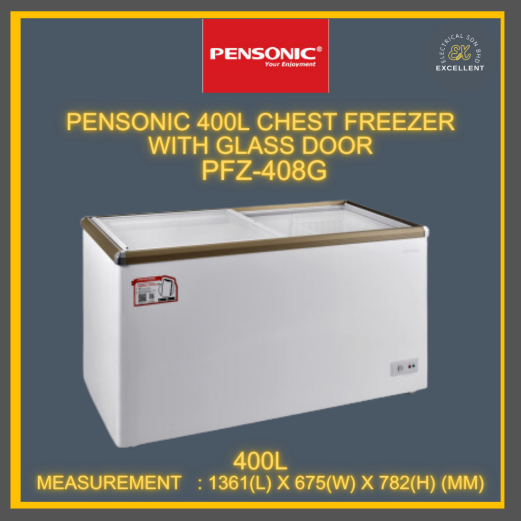 (SABAH ONLY) PENSONIC 400L CHEST FREEZER WITH GLASS DOOR PFZ-408G ...