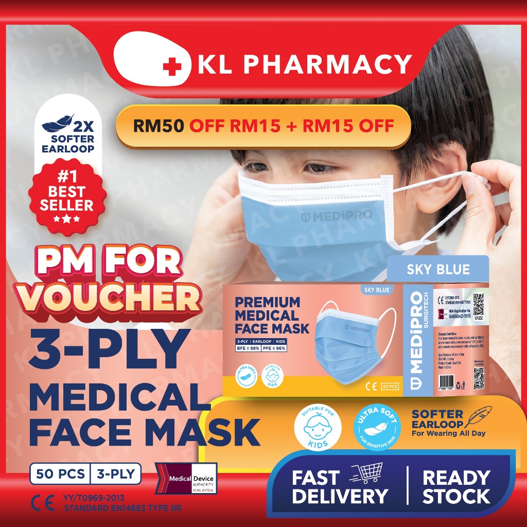 [KID SKY BLUE 3PLY] MEDIPRO SURGITECH PREMIUM 3PLY MEDICAL KIDS 3PLY ...