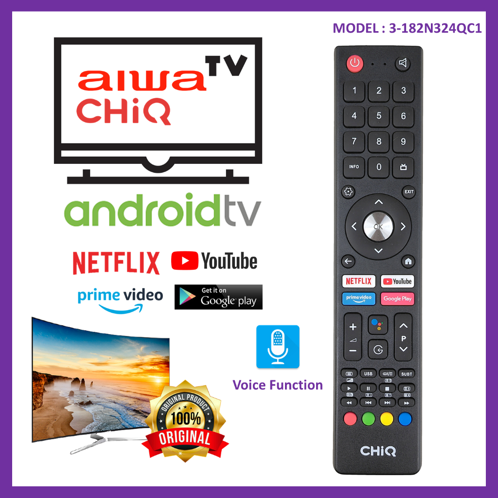 Aiwa Chiq Android Smart TV Remote Control 3-182N324QC1 Aiwa Chiq ...