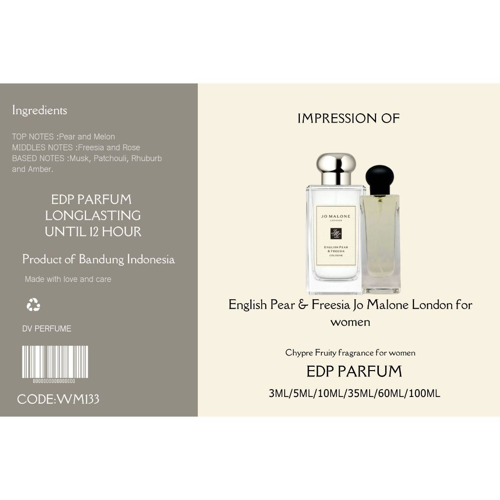 DV PERFUME WM133 ENG PEAR FREESIA | Shopee Malaysia