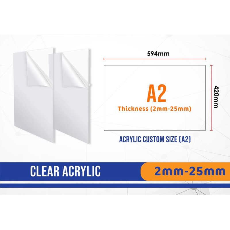 A2 Size Clear Acrylic ( A2 - 420mm x 594mm ) From 2mm - 5mm | Shopee ...
