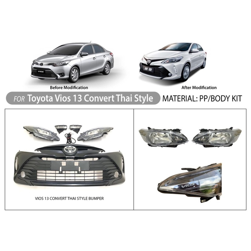Toyota vios 2013 convert V1 and V2 thai bumper | Shopee Malaysia