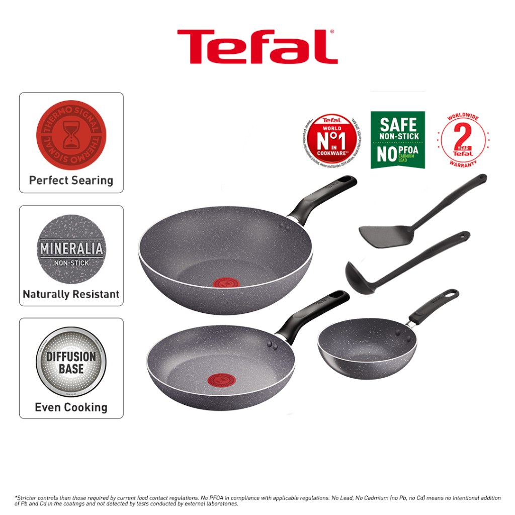 Tefal Natura 5 Pcs Set (Wokpan 28cm, Wokpan 16cm, Frypan 24cm, Ladle & Spatula) | Shopee Malaysia