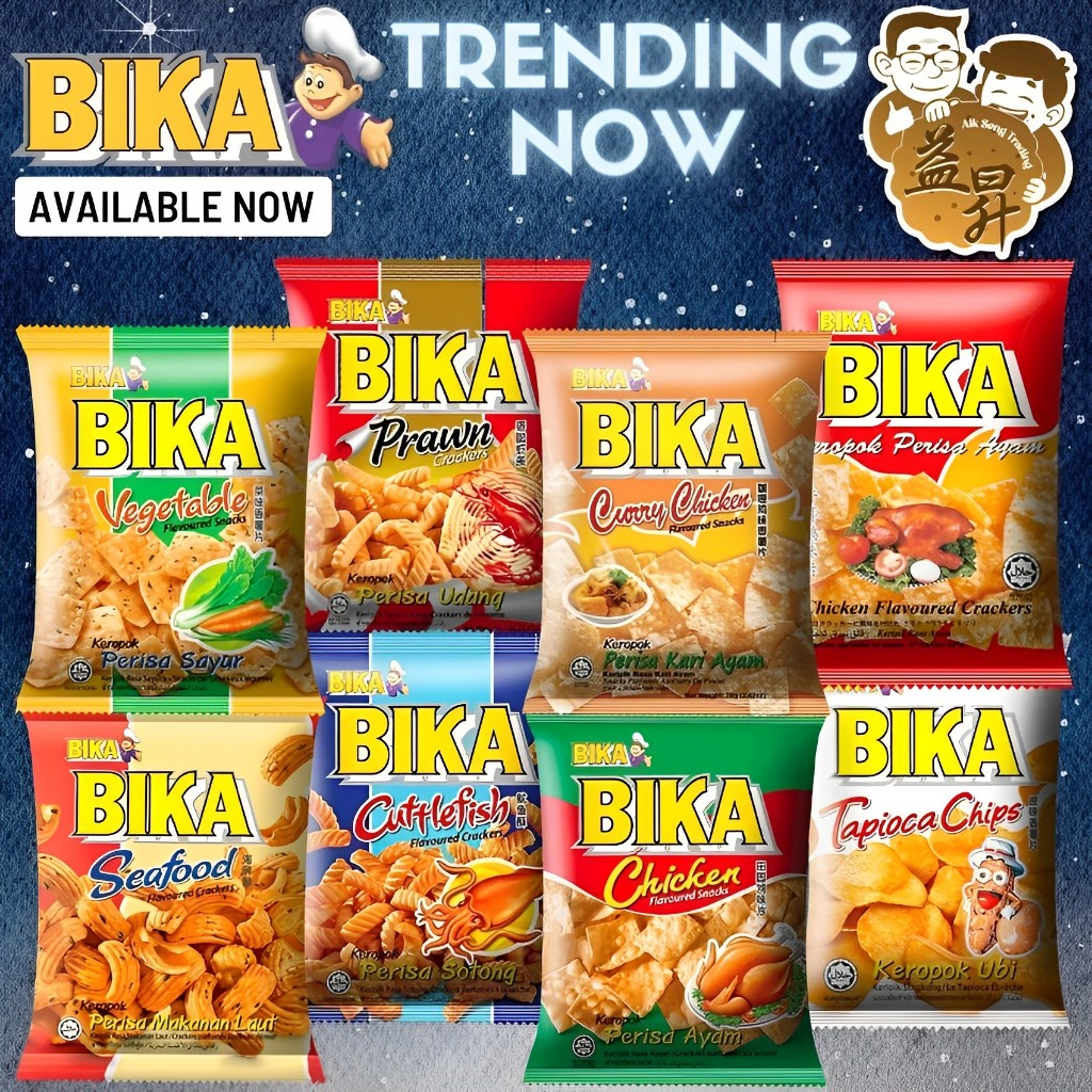 30 pkts x 12g - Bika Corn Snacks & Chips and Crackers [Vegetable/Chicken/Seafood/Cuttlefish ...