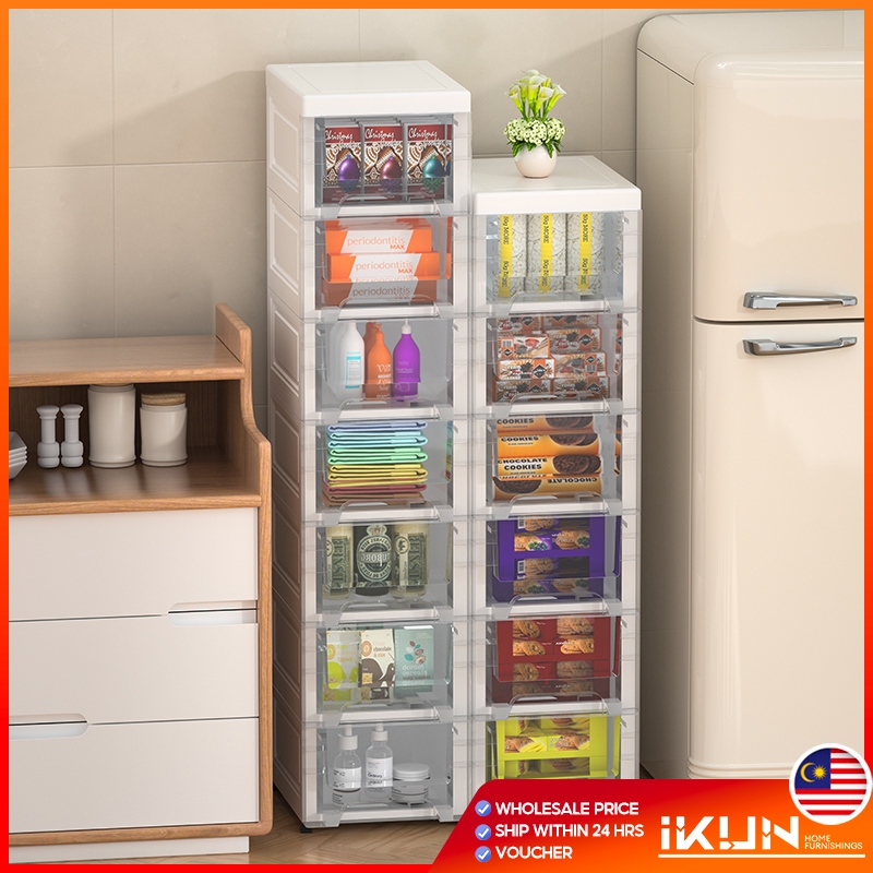 IKun Slim Drawer Baju Transparent Kitchen Cabinet Narrow Drawer Storage ...