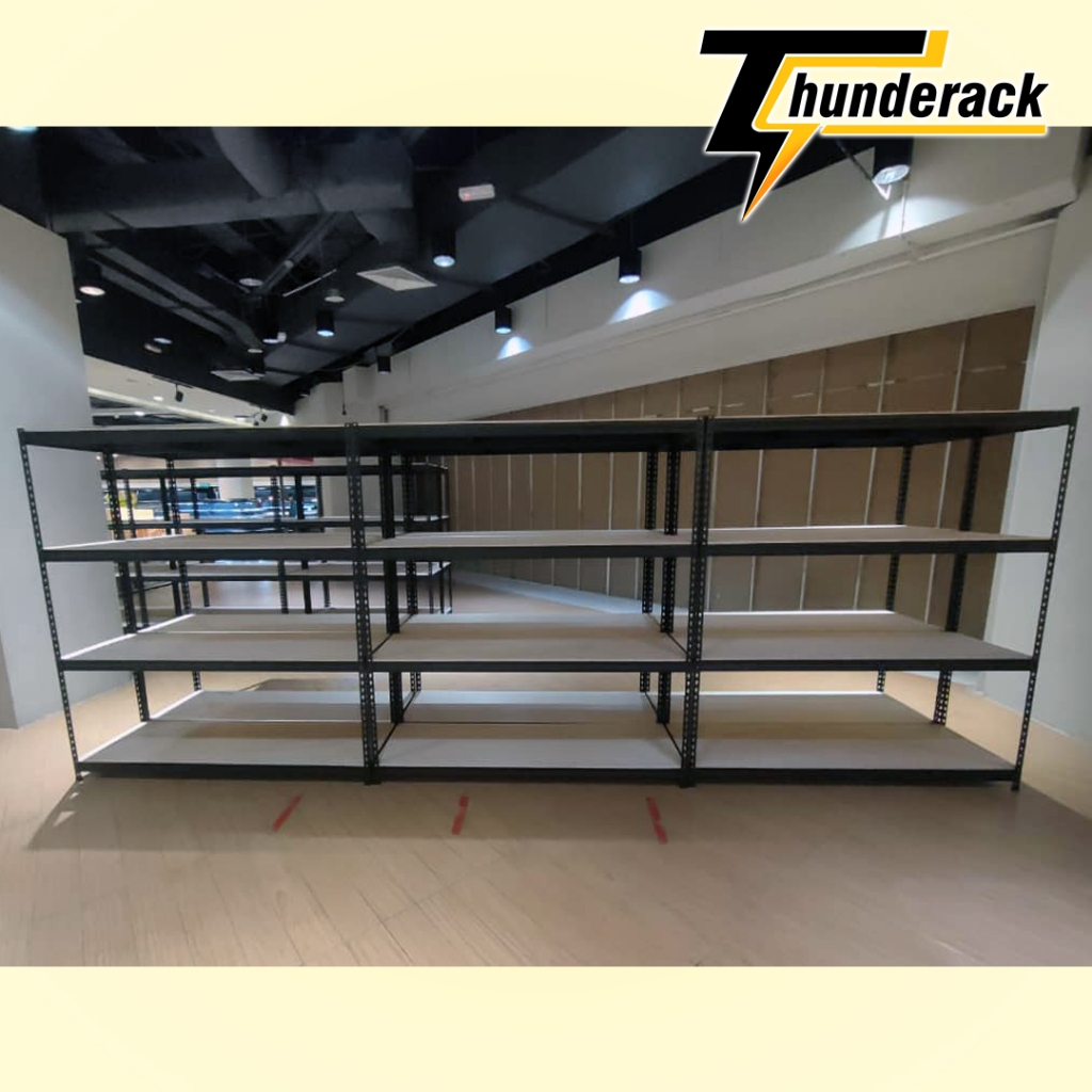 ⬛HEAVY DUTY BOLTLESS RACK⬛ Matte Black Color Metal Rack with 4 Levels ...