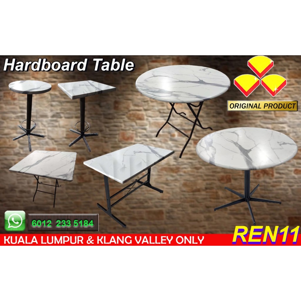World Class Solid Table Top White Marble with Metal Leg - Cafe/Kopitiam ...