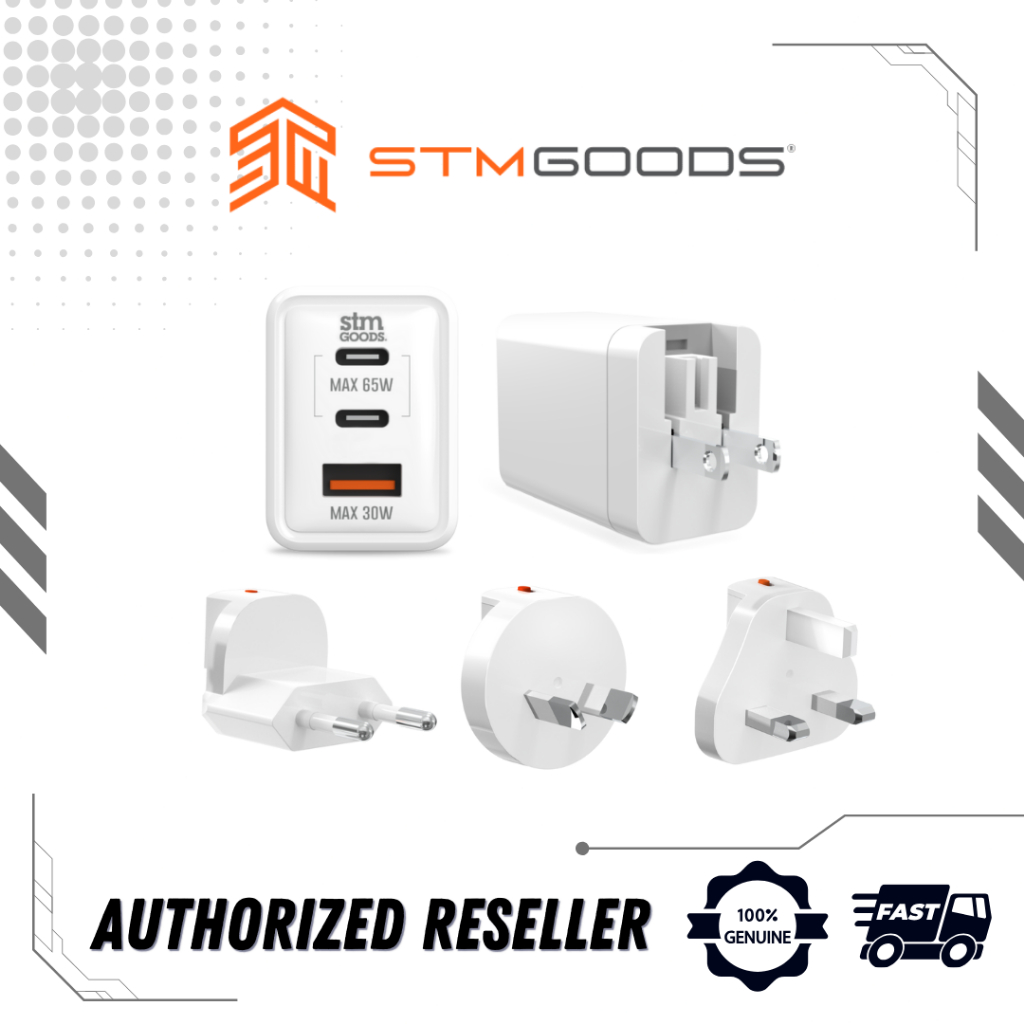 STM Goods Power Adapter Universal Travel Plug 65W Three Port (USB-C X2 ...