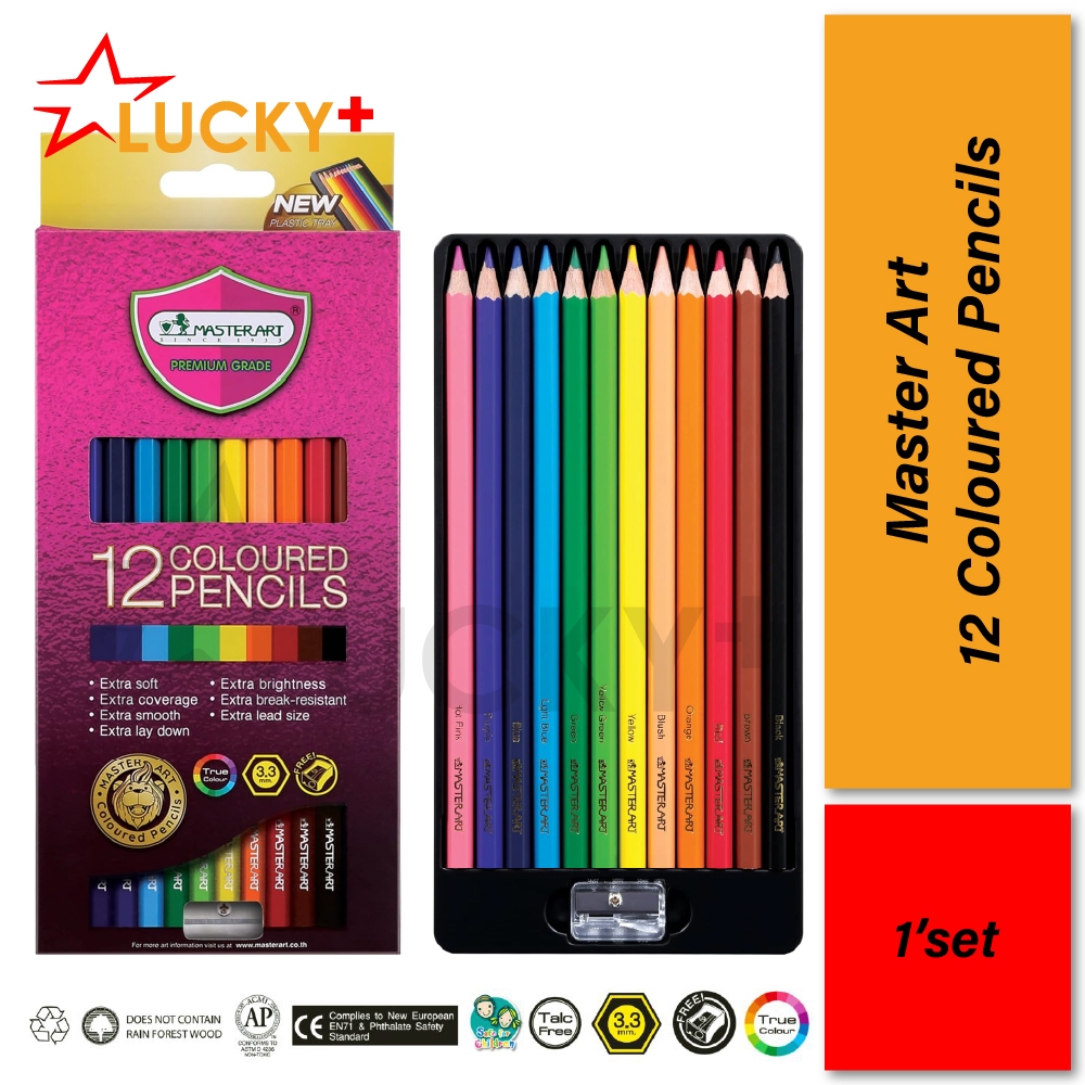 Master Art Premium Series Coloured Pencils (12) Colour Pencil | Pensel Warna | Pensel Colour ...