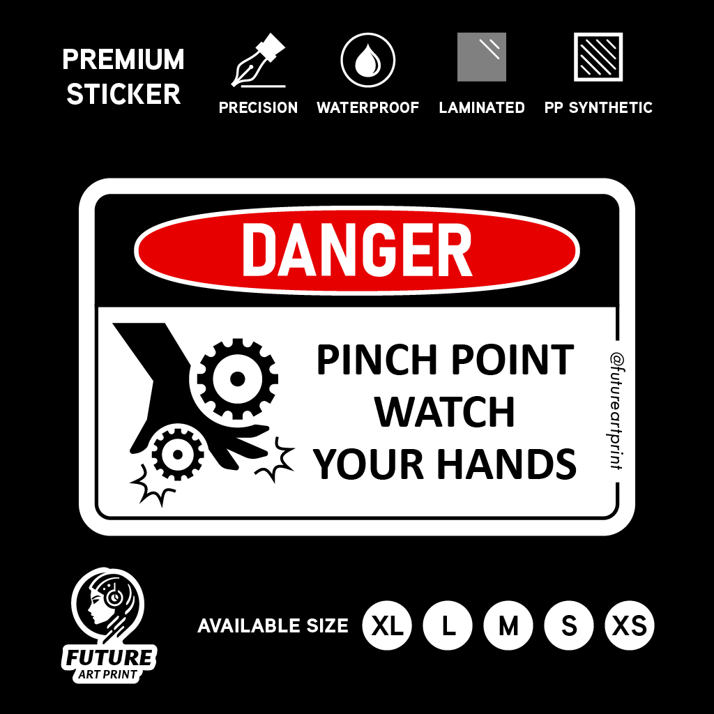 Danger Pinch Point Watch Your Hands Fingers Machine Hazard Tangan Jari ...