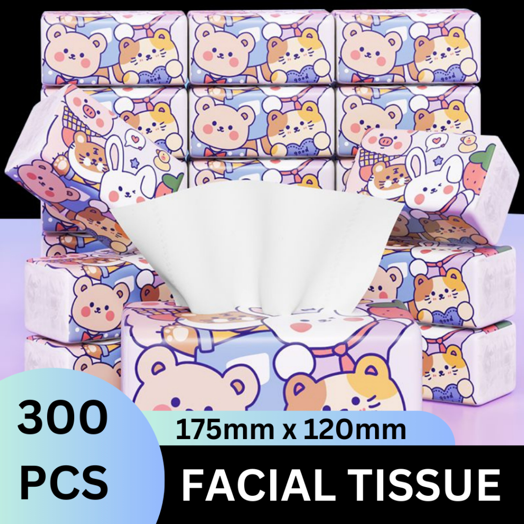 300Pcs Soft Cute Facial Tissue Paper Bathroom Tissue Travel Tissue ...