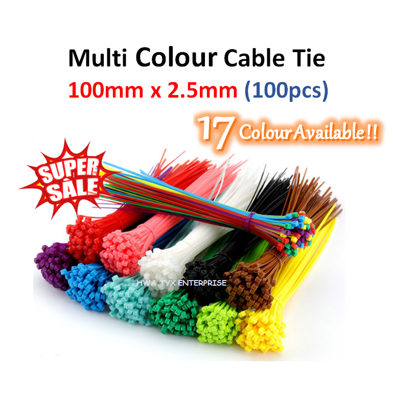 🔥 100pcs 4" 6" Nylon Cable Ties Zip Ties | 2.5mm Multi Colours Wire ...