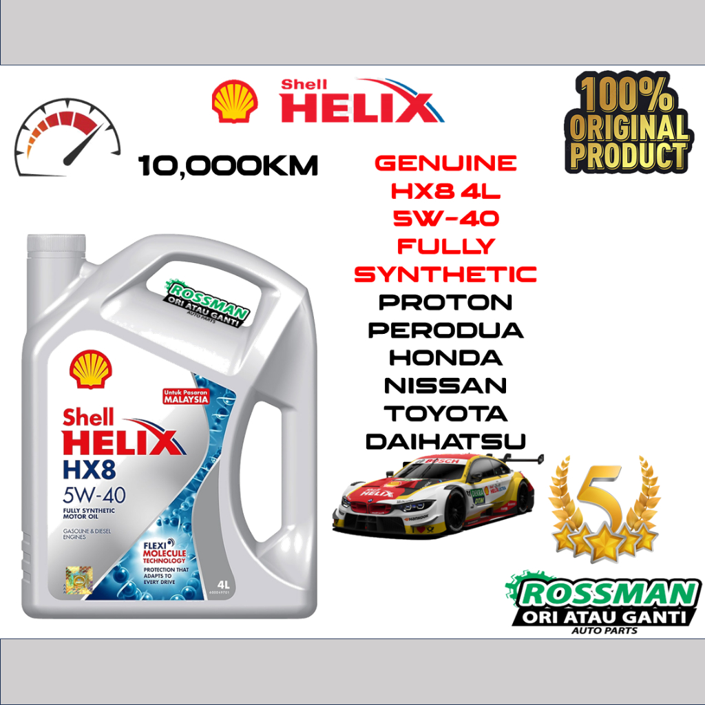 Genuine Shell Helix HX8 Fully Synthetic Minyak Hitam Engine Oil 5W-40 ...