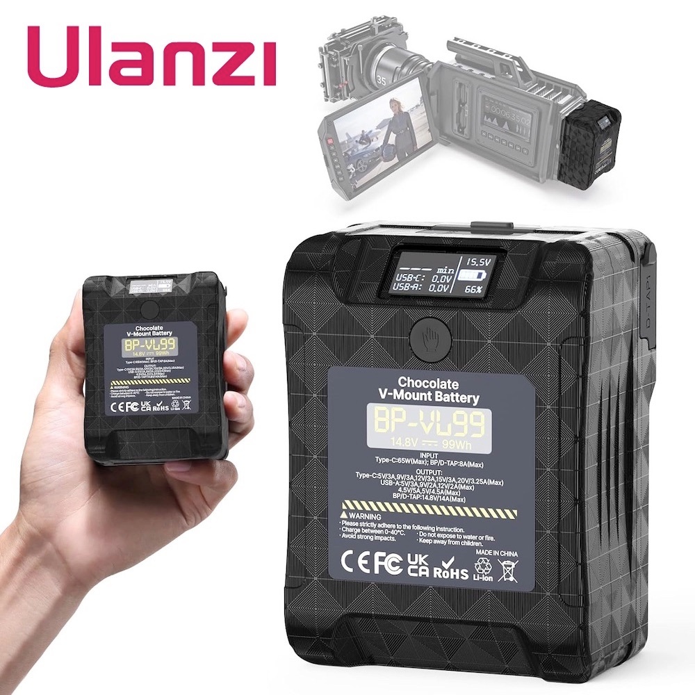 Ulanzi BP-VL99 26000mAh 14.8V 99Wh Lithium-Ion Portable V-Mount Battery ...