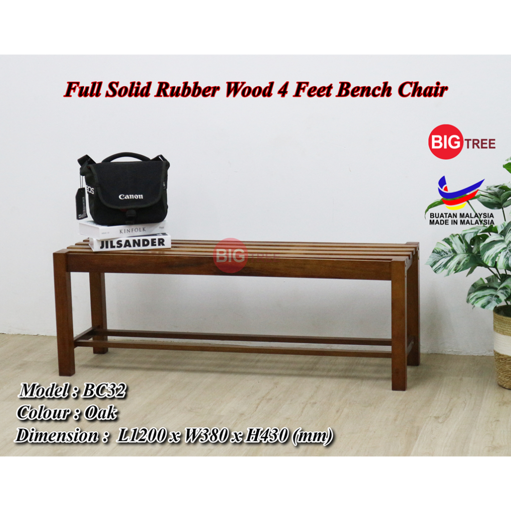 Big Tree Modern Rubber Wood Bench Chair / 4ft Bench Chair / Kerusi ...